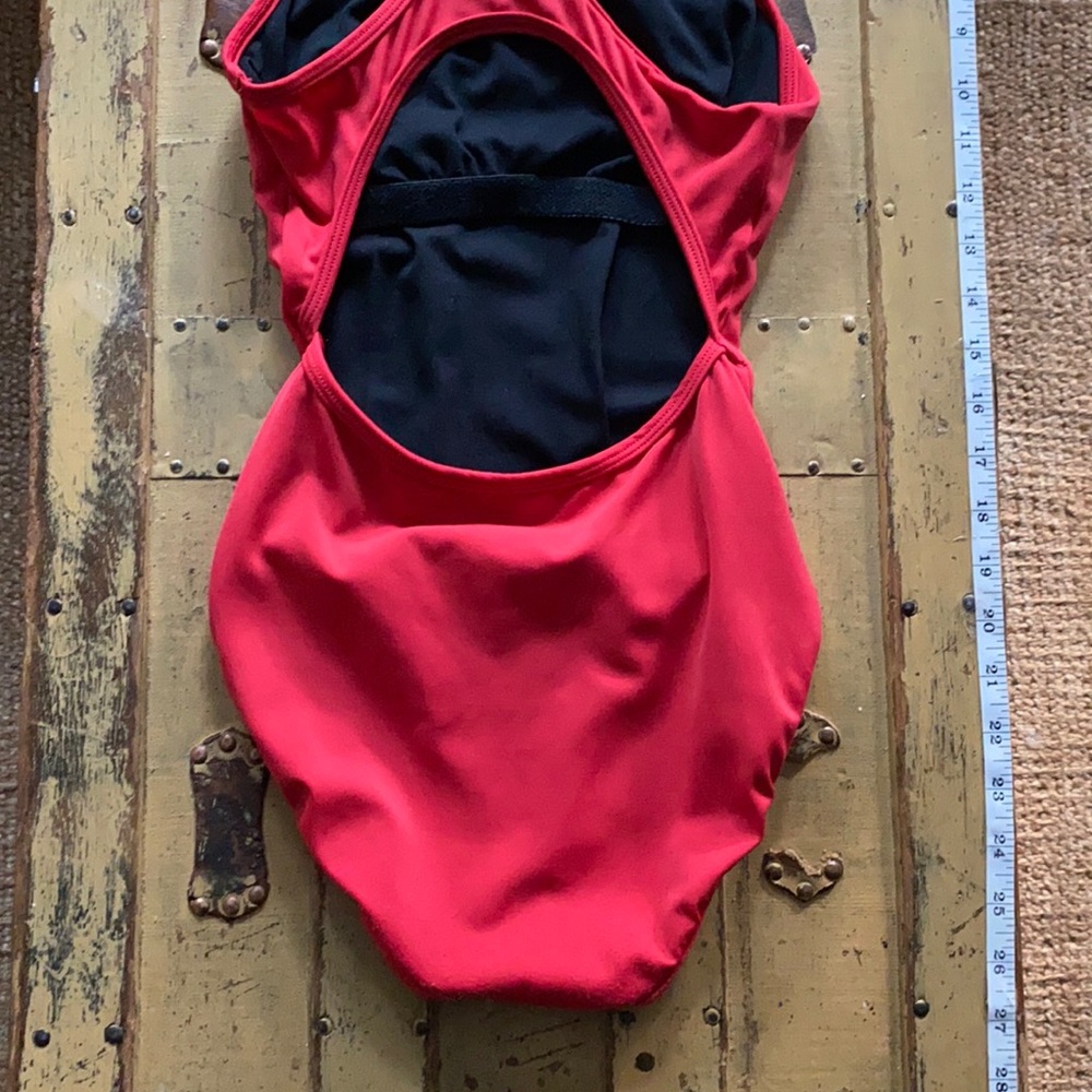 Red Lifeguard Stretch One Piece Bathing Suit Usa M - Gem